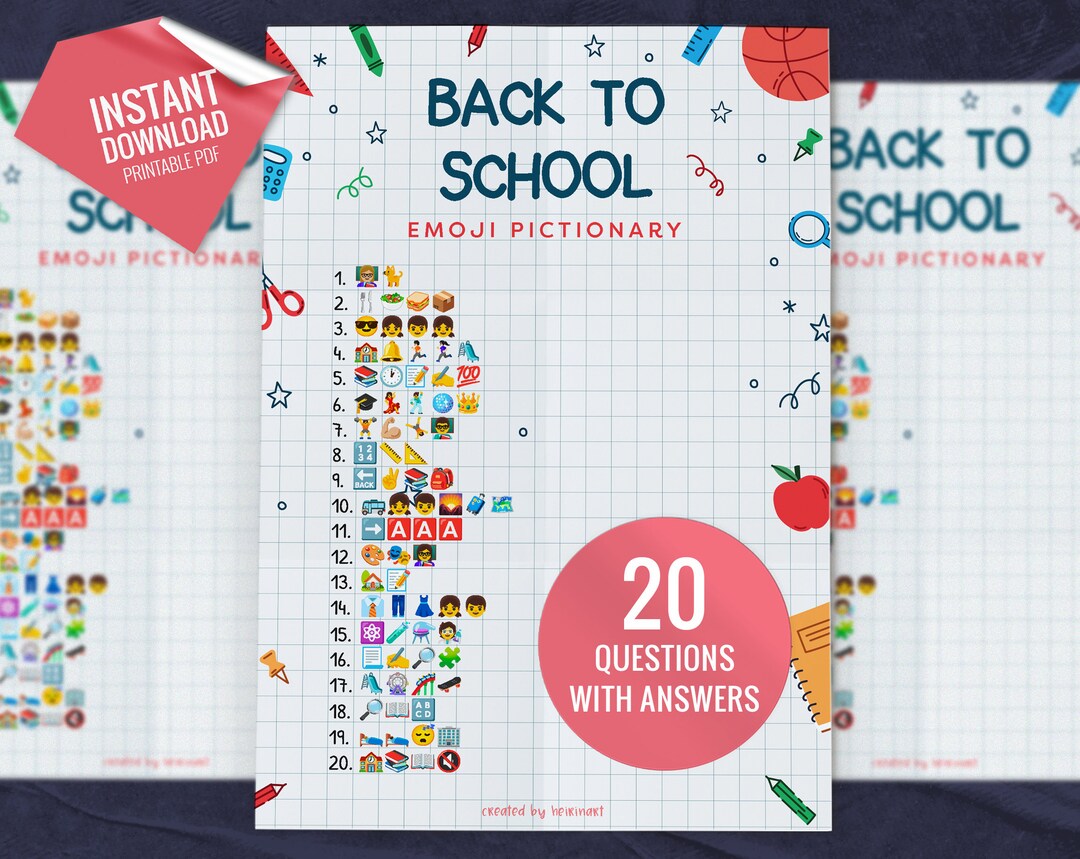 Back to School Emoji Pictionary Emoji Quiz Printable Party - Etsy Portugal