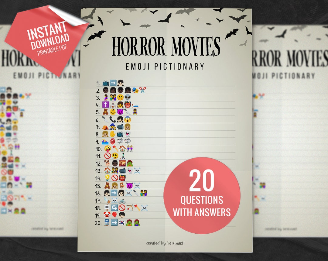 Horror Movies Emoji Pictionary, Printable Party Games, Fun Family ...