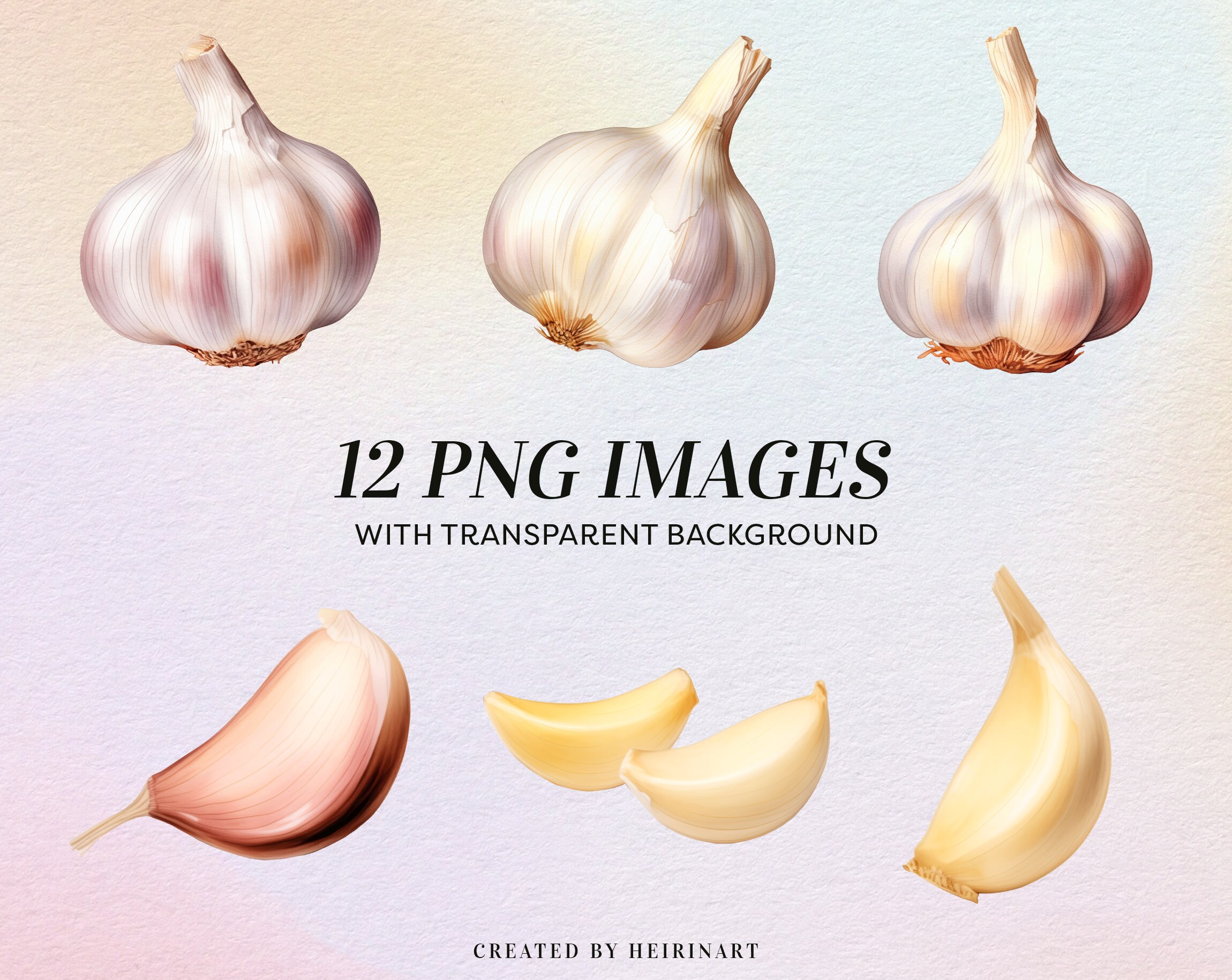 Watercolor Garlic Clipart Watercolor Vegetables PNG Commercial Use ...