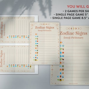 Zodiac Signs Emoji Pictionary, Printable Party Games, Fun Party ...
