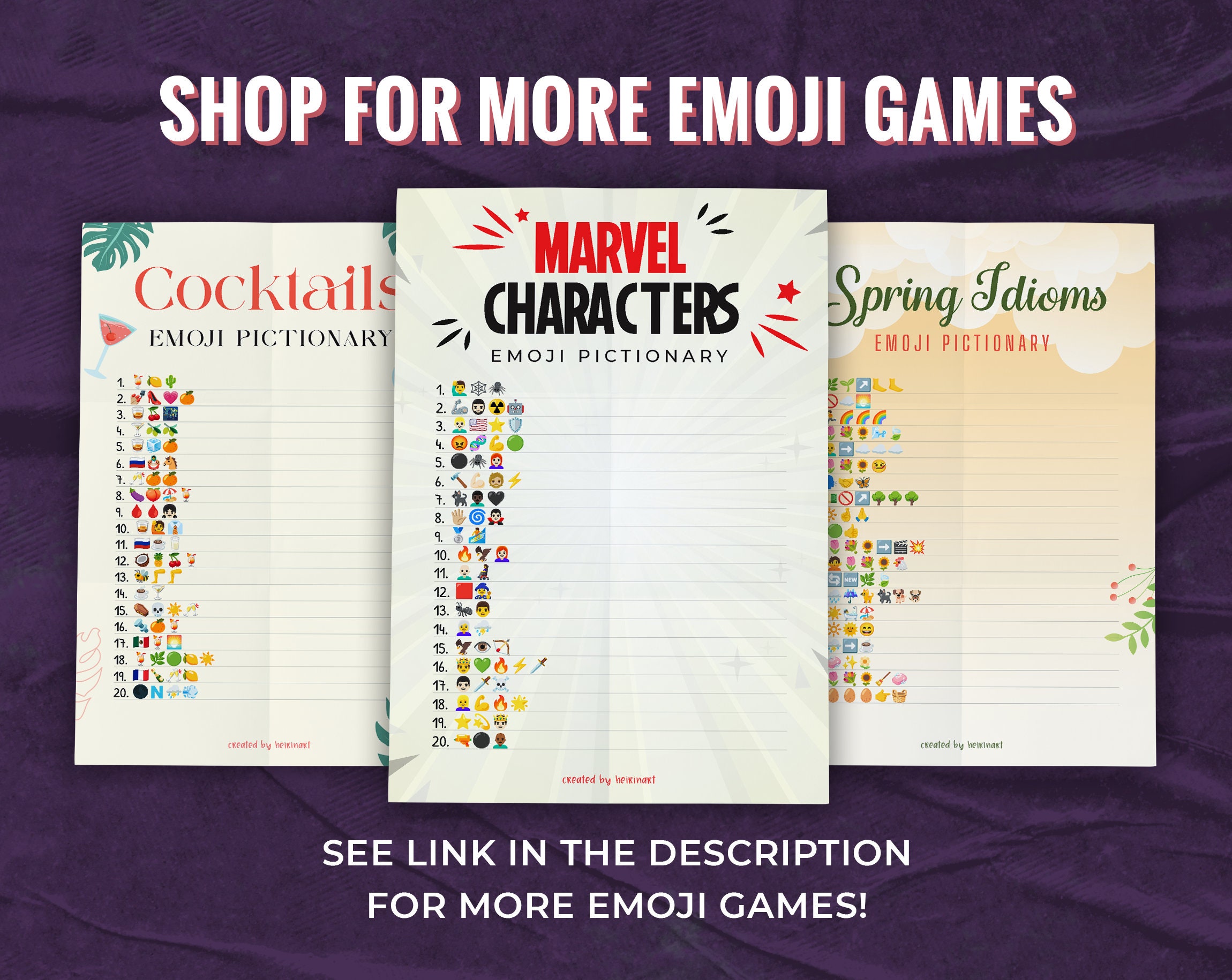 Emoji Games Bundle, 10 Printable Party Games, Fun Party Activity, Party ...