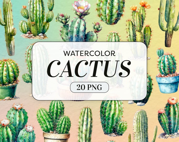 10 Cactus Clipart Bundle, PNG & JPG, Printable Patchwork Cacti ...