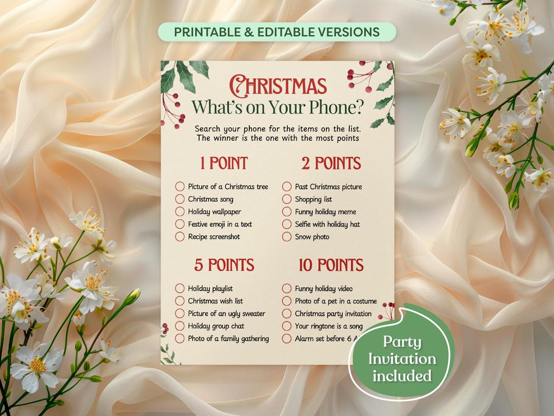 What's on Your Phone Christmas Game, Printable & Editable Game, Fun ...
