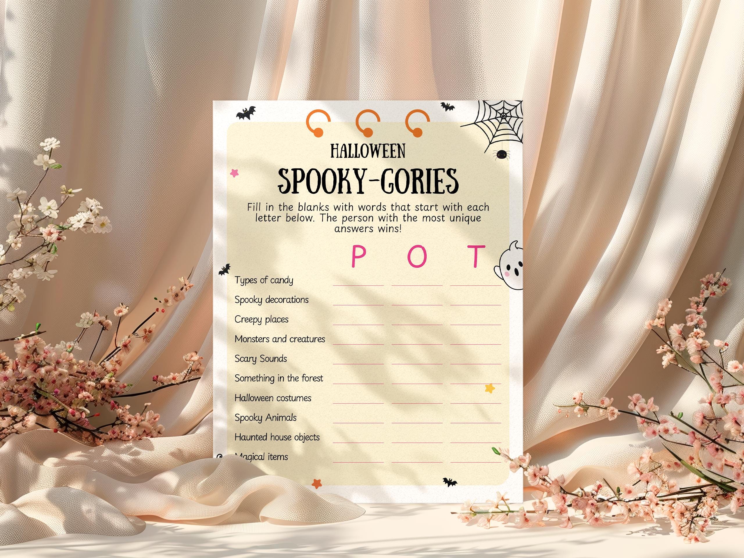 Halloween Spookygories Game, Printable & Editable Game, Fun Party ...