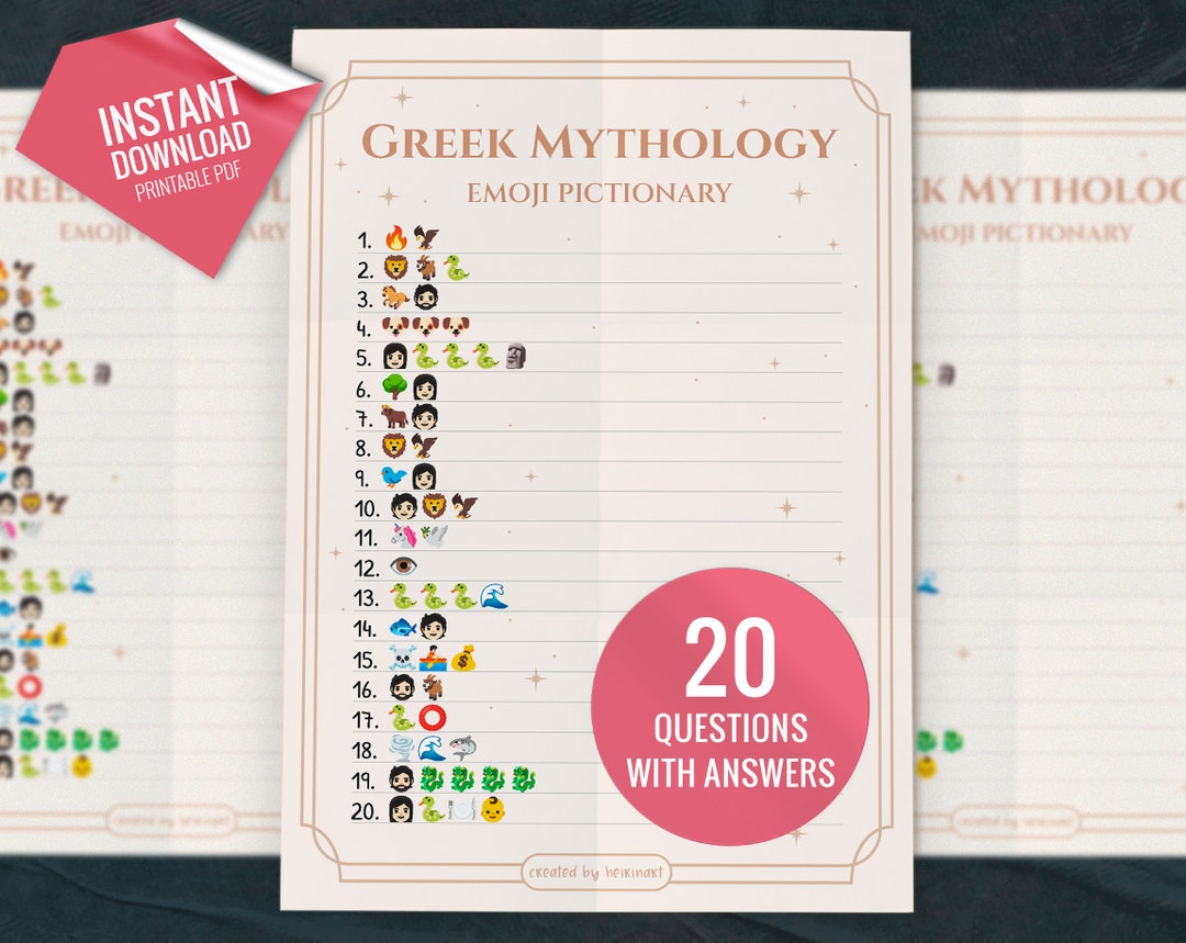 Greek Mythology Emoji Pictionary Printable Party Games Greek - Etsy