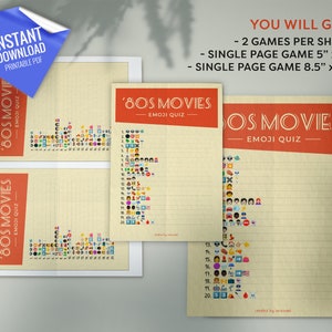 80s Movies Emoji Pictionary, Printable Party Games, Fun Family Activity ...