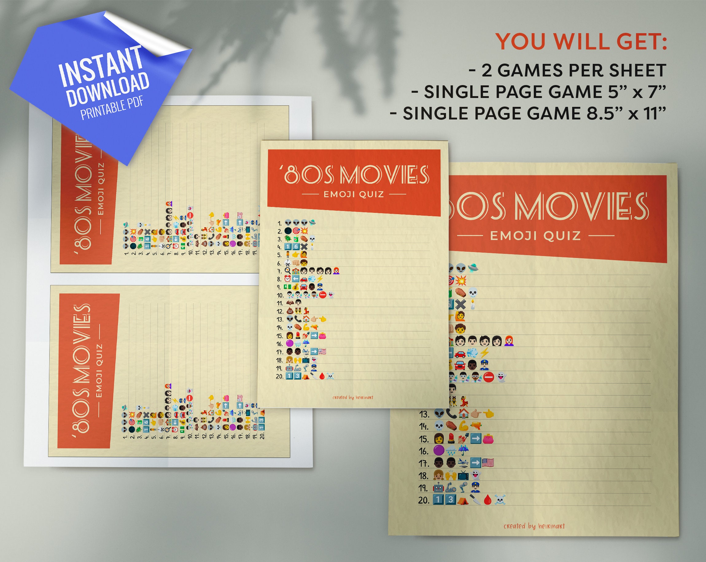 80s Movies Emoji Pictionary, Printable Party Games, Fun Family Activity ...
