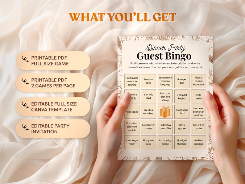 Guest Bingo Dinner Party Game, Printable & Editable Game, Icebreaker ...