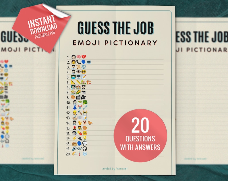 Guess the Job Emoji Pictionary, Printable Party Games, Fun Family ...