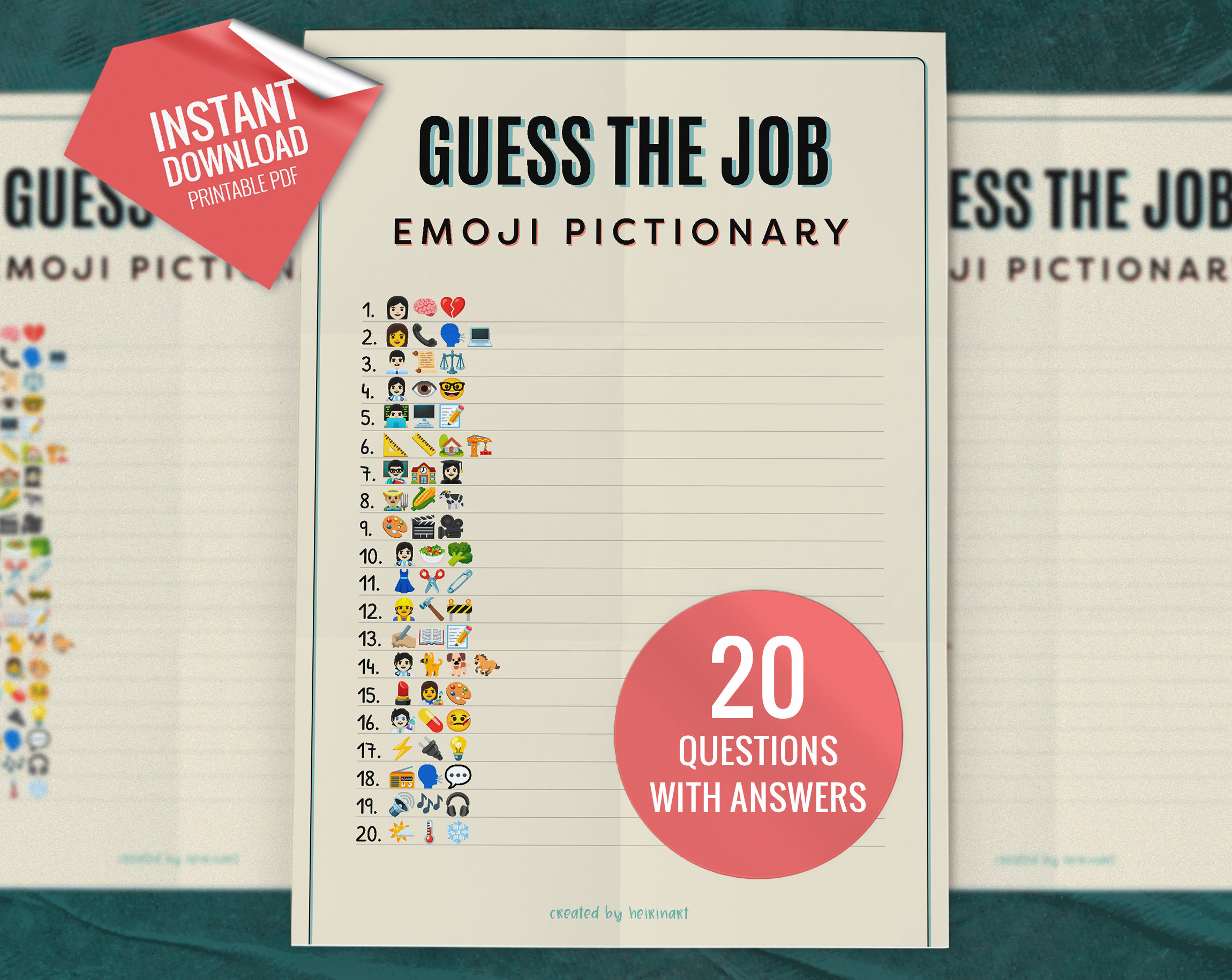Guess the Job Emoji Pictionary, Printable Party Games, Fun Family ...