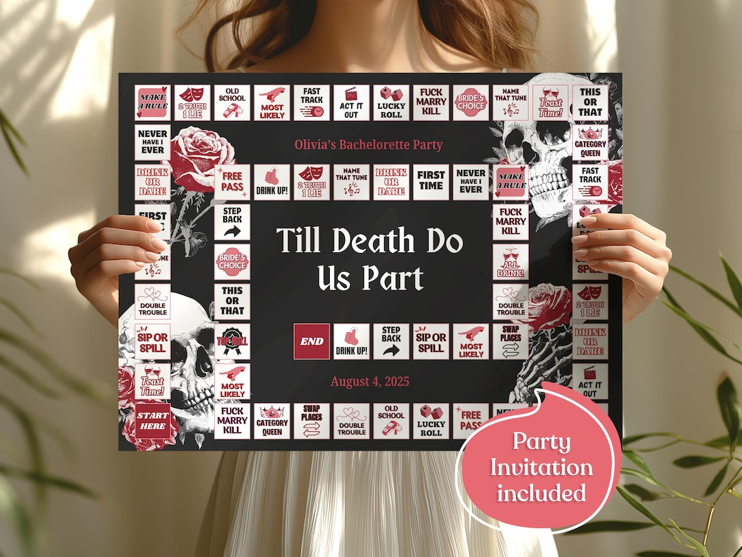 Bachelorette Party Board Game, Till Death Do Us Part, Editable ...