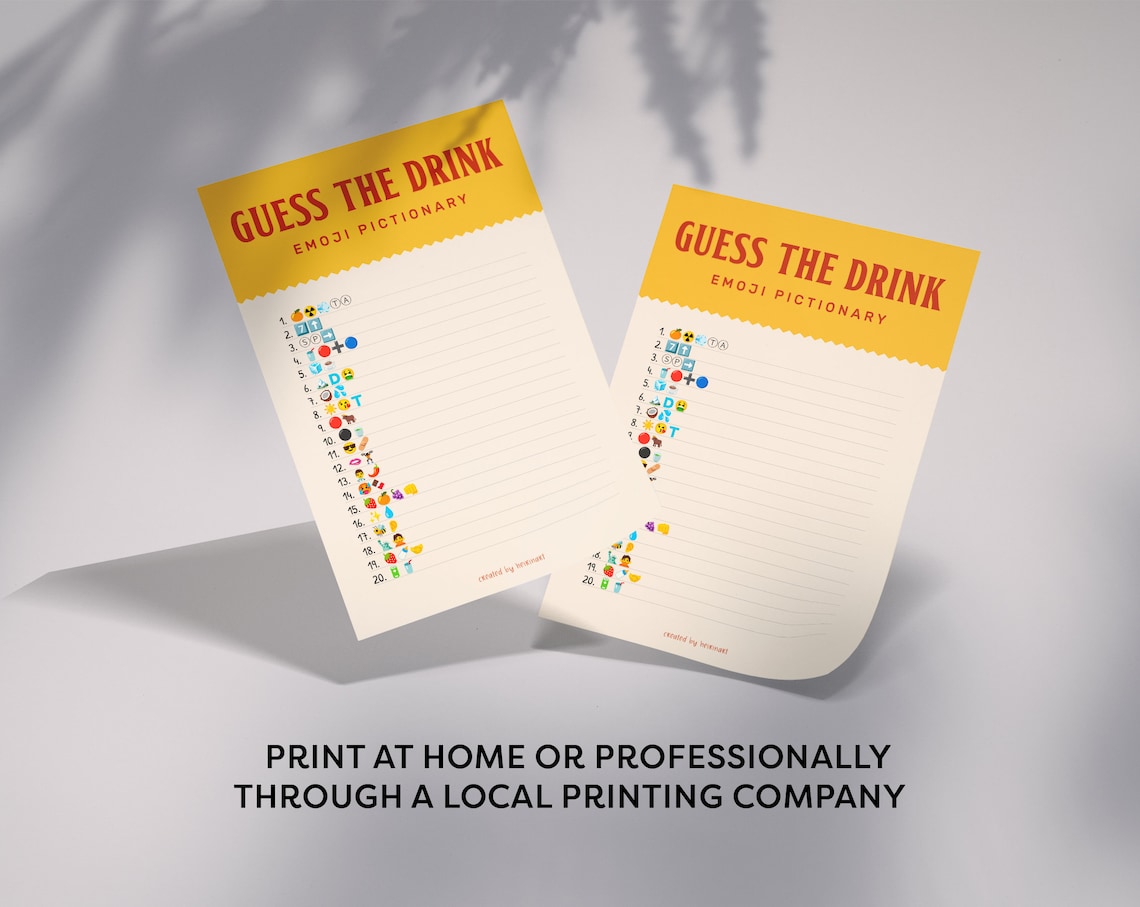 Guess the Drink Emoji Pictionary, Shower Games, Printable Party Games ...