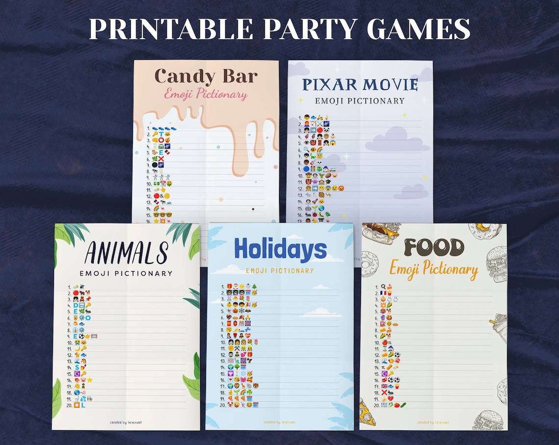 Emoji Games Bundle, 10 Printable Party Games, Fun Party Activity, Party ...