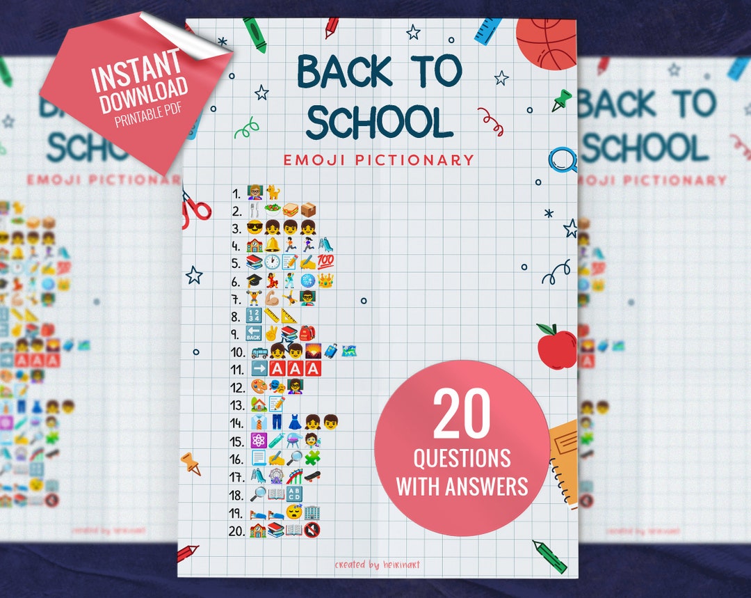 Back to School Emoji Pictionary, Emoji Quiz, Printable Party Games, Fun ...