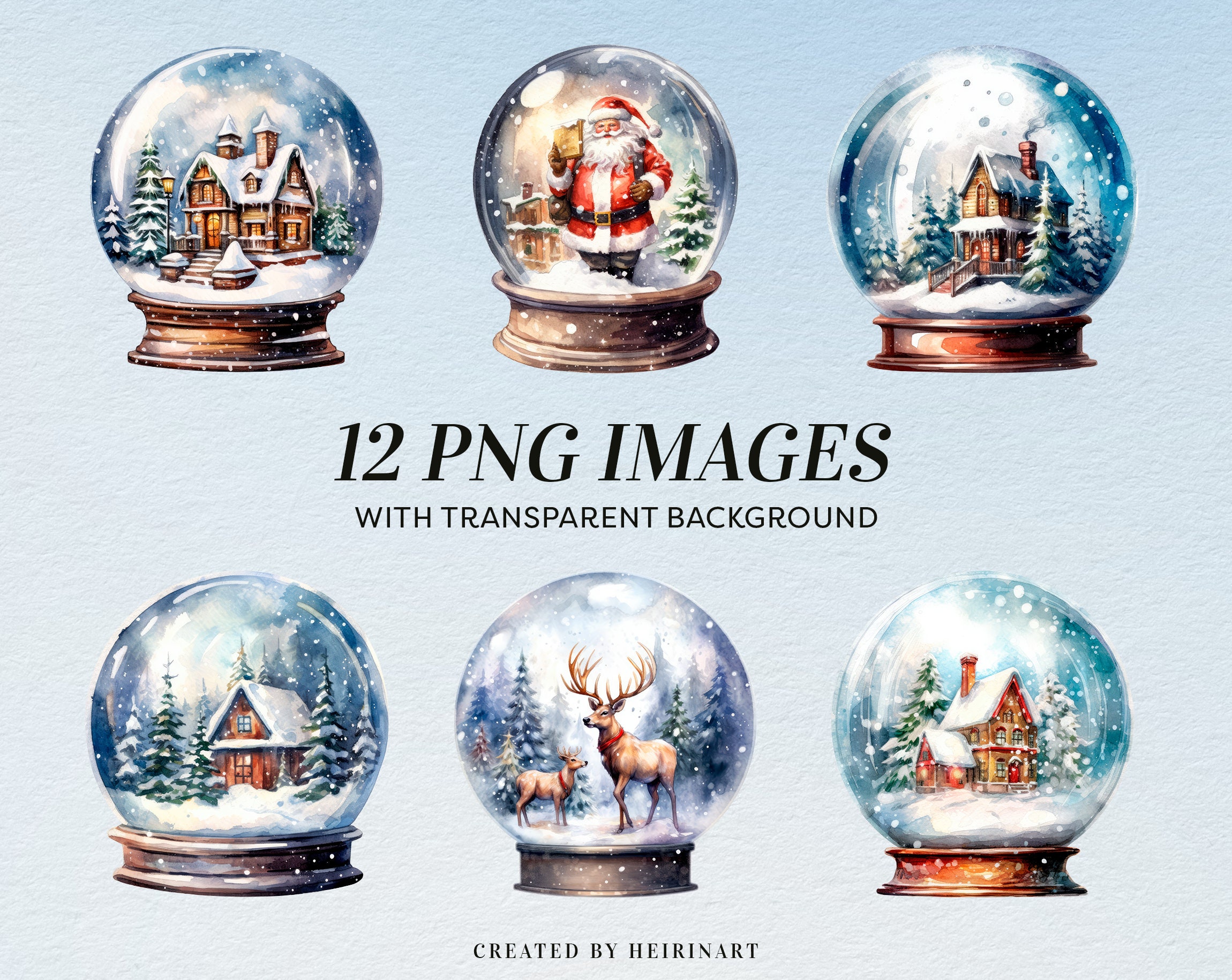Watercolor Snow Globe Clipart - Snow Globe PNG - Commercial Use ...