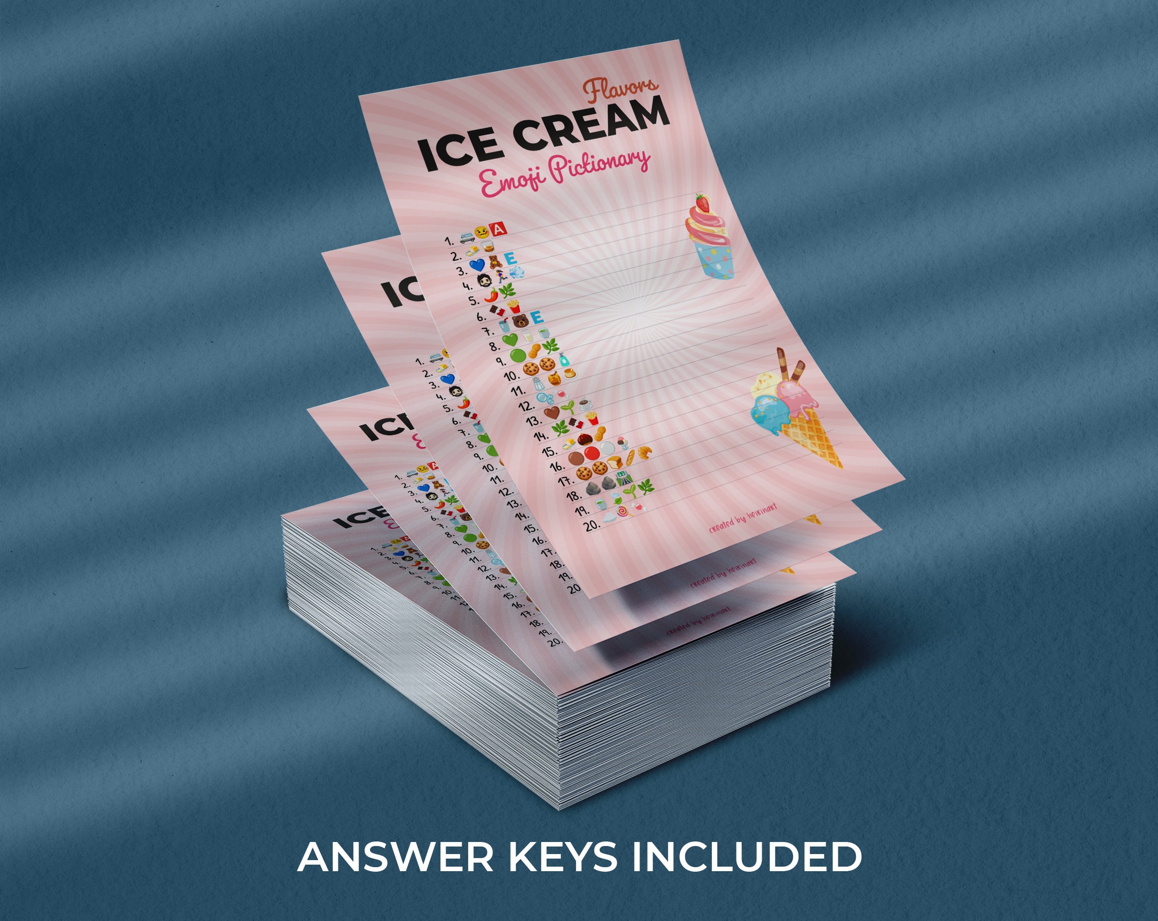 Ice Cream Flavors Emoji Pictionary, Printable Party Games, Birthday ...