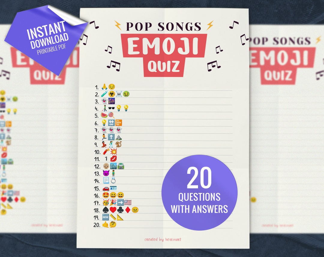 Pop Songs Emoji Pictionary, Printable Party Games, Fun Family Activity ...