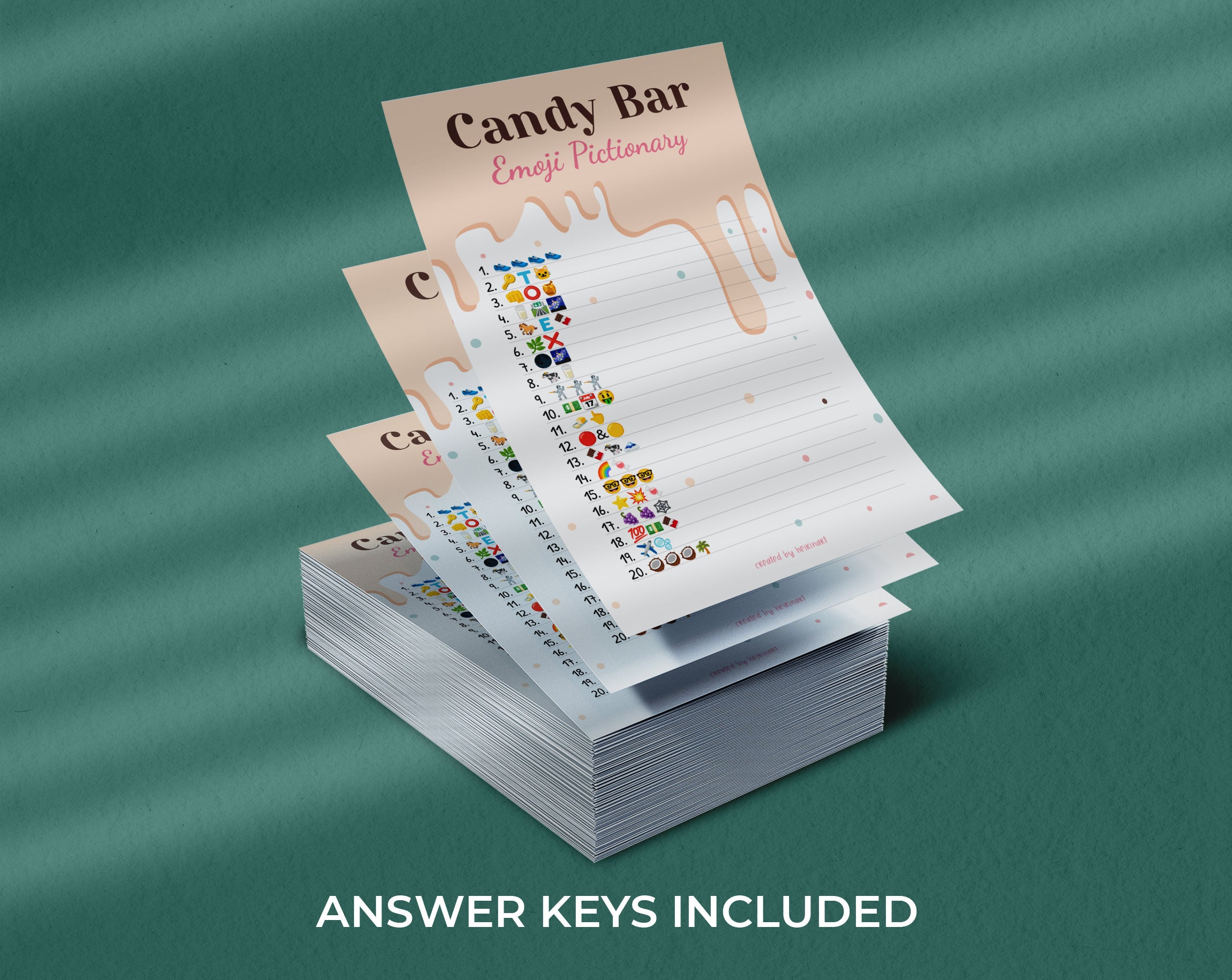 Candy Bar Emoji Pictionary, Party Game for Kids and Adults, Printable ...