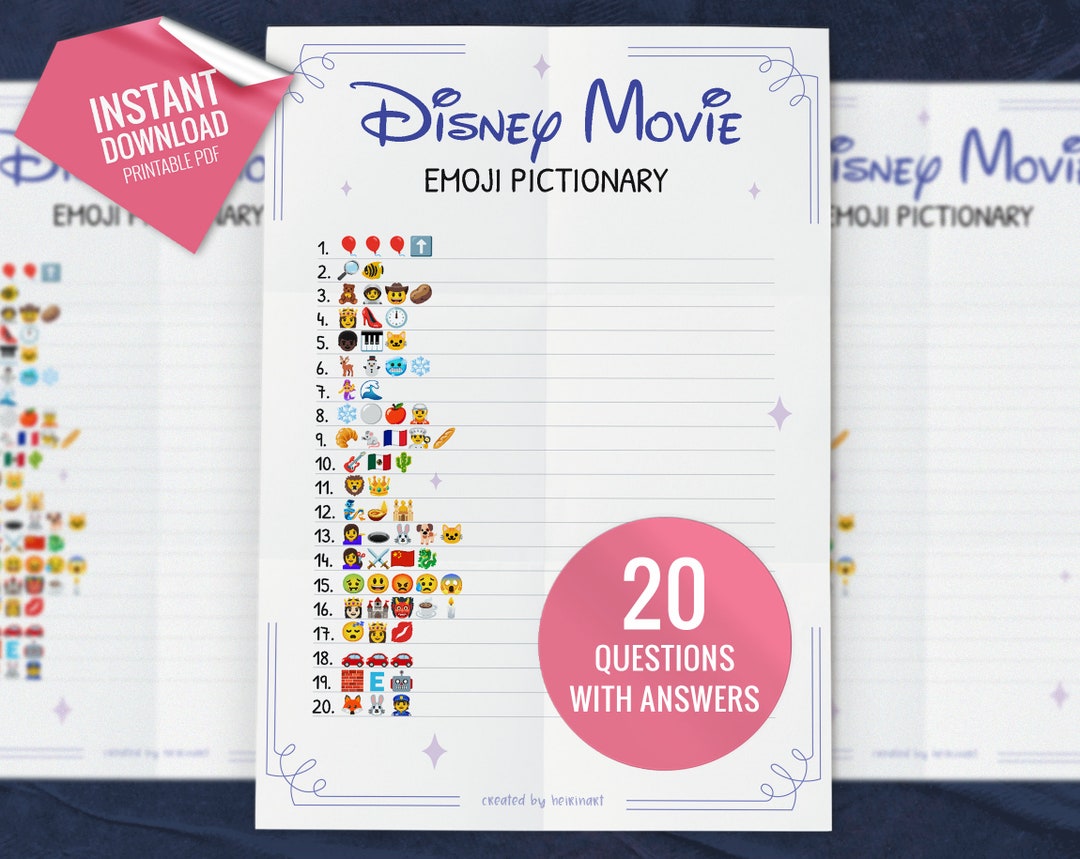 Disney Movies Emoji Pictionary, Printable Party Games, Fun Family ...