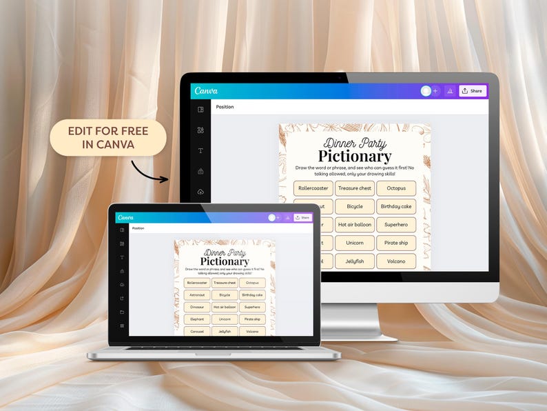 Pictionary Dinner Party Game, Printable & Editable Game, Icebreaker ...