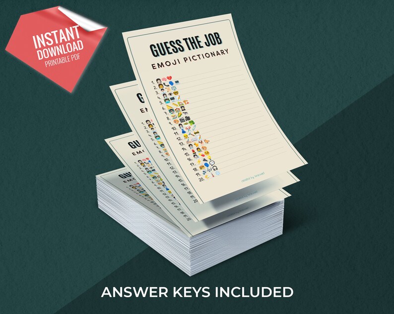 Guess the Job Emoji Pictionary, Printable Party Games, Fun Family ...