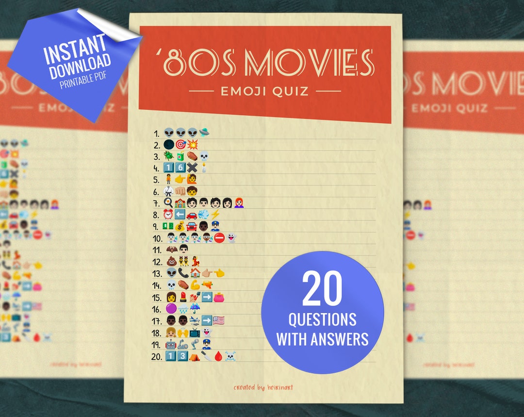 80s Movies Emoji Pictionary, Printable Party Games, Fun Family Activity ...