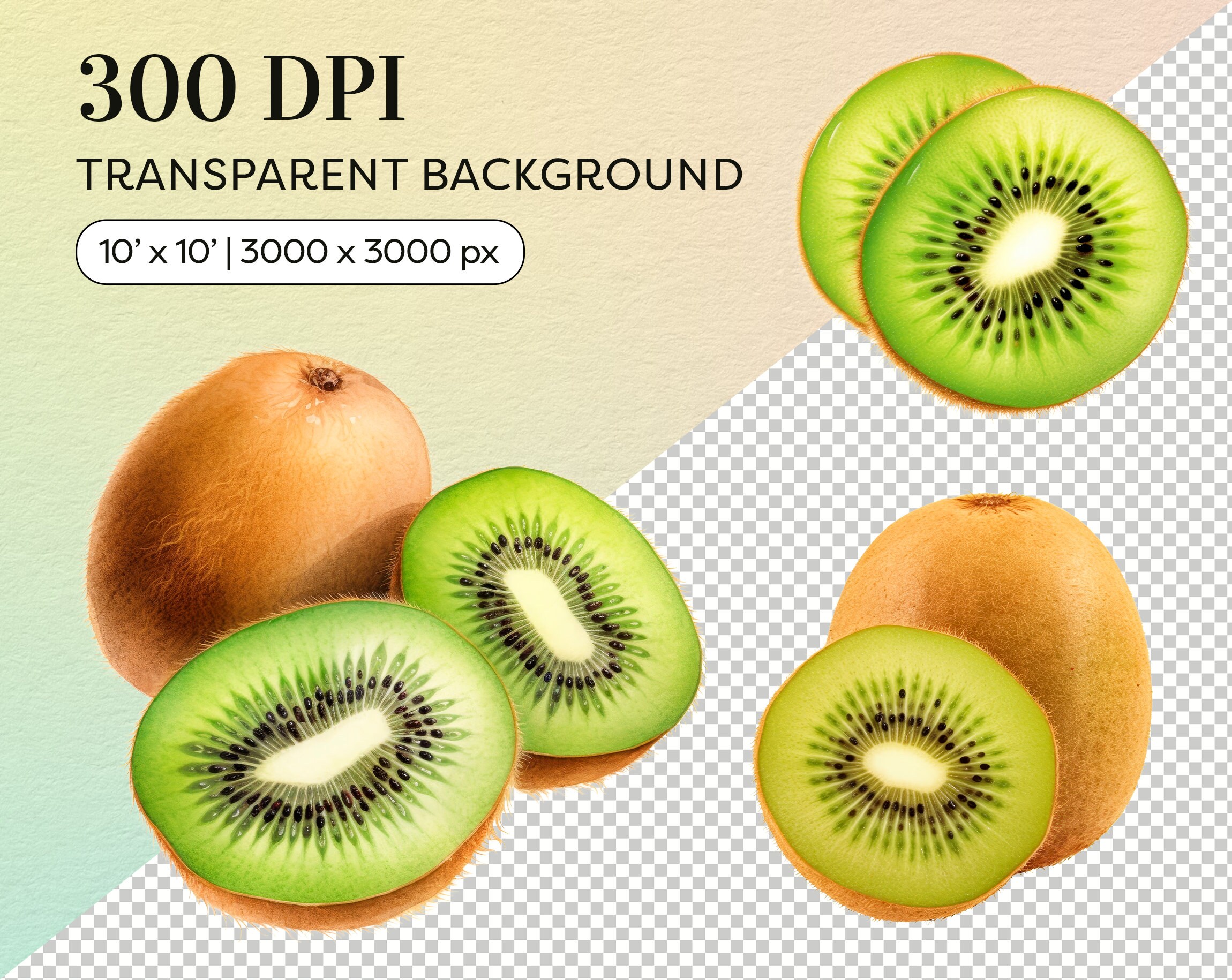 Watercolor Kiwi Clipart - Watercolor Fruits PNG - Commercial Use ...