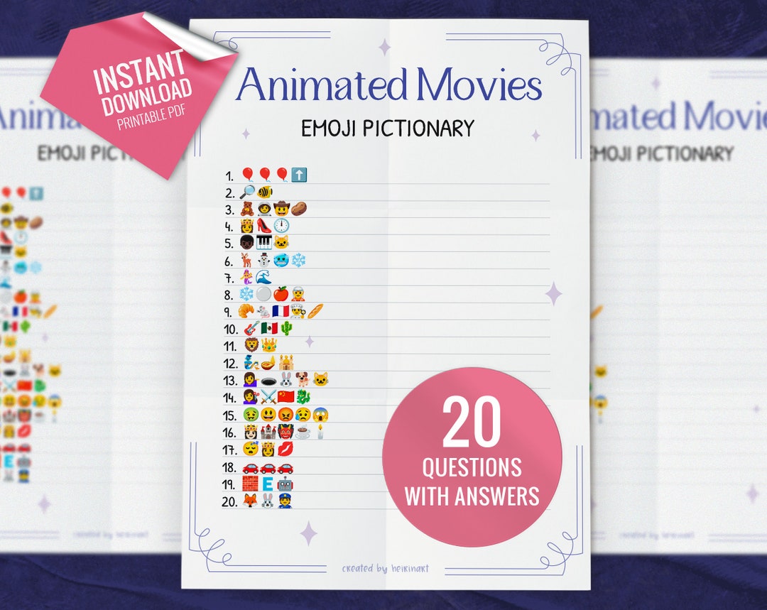 Animated Movies Emoji Pictionary, Printable Party Games, Fun Family ...