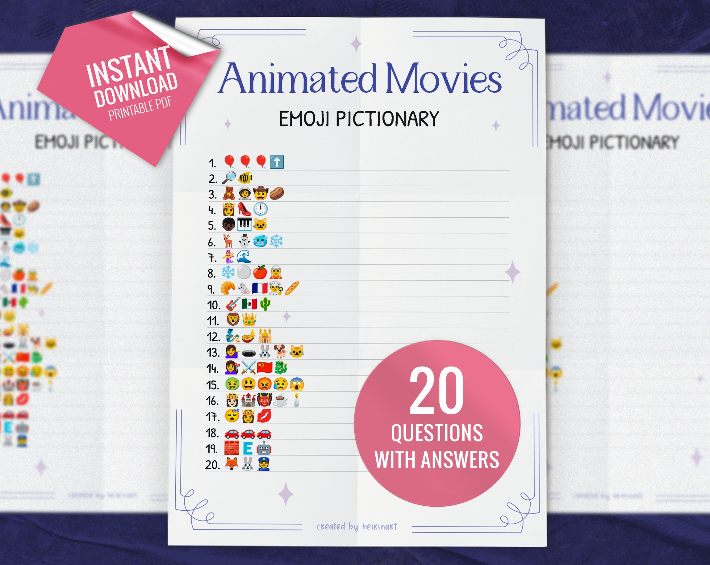 Animated Movies Emoji Pictionary, Printable Party Games, Fun Family ...