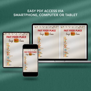 Fast Food Place Emoji Game, Printable Party Games, Fun Family Activity ...