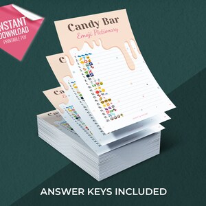 Candy Bar Emoji Pictionary, Party Game for Kids and Adults, Printable ...