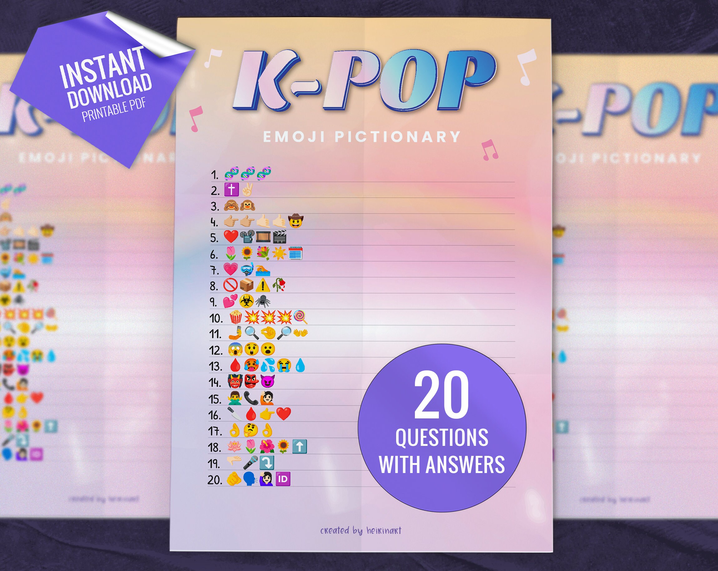 K-pop Emoji Pictionary, Printable Party Games, Party Game for Kids and ...