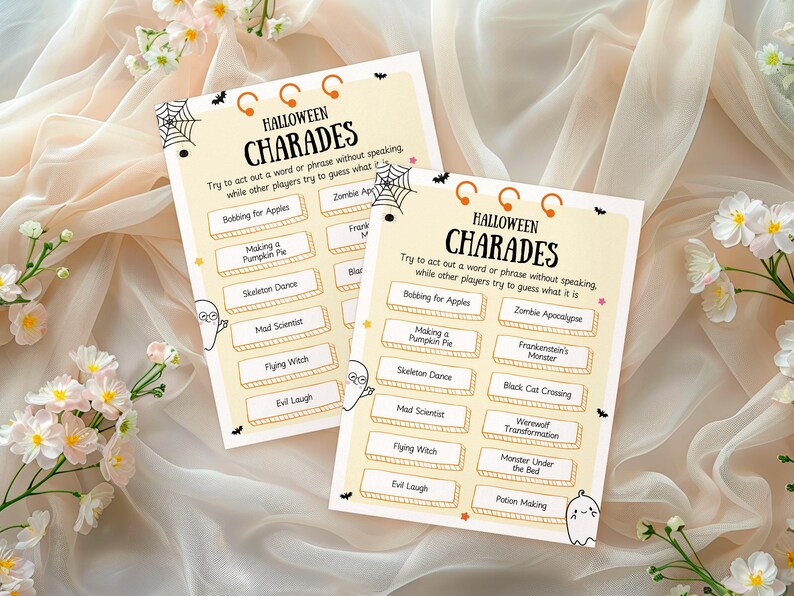 Halloween Charades Party Game, Printable & Editable Game, Fun Party ...