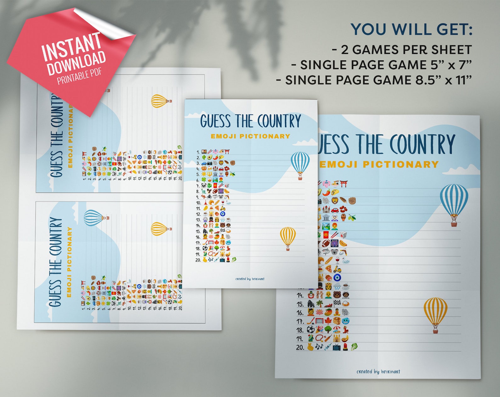 Guess the Country Emoji Pictionary, Printable Party Games, Fun Family ...