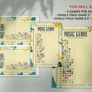 Music Genre Emoji Pictionary, Emoji Quiz, Emoji Game, Printable Party ...