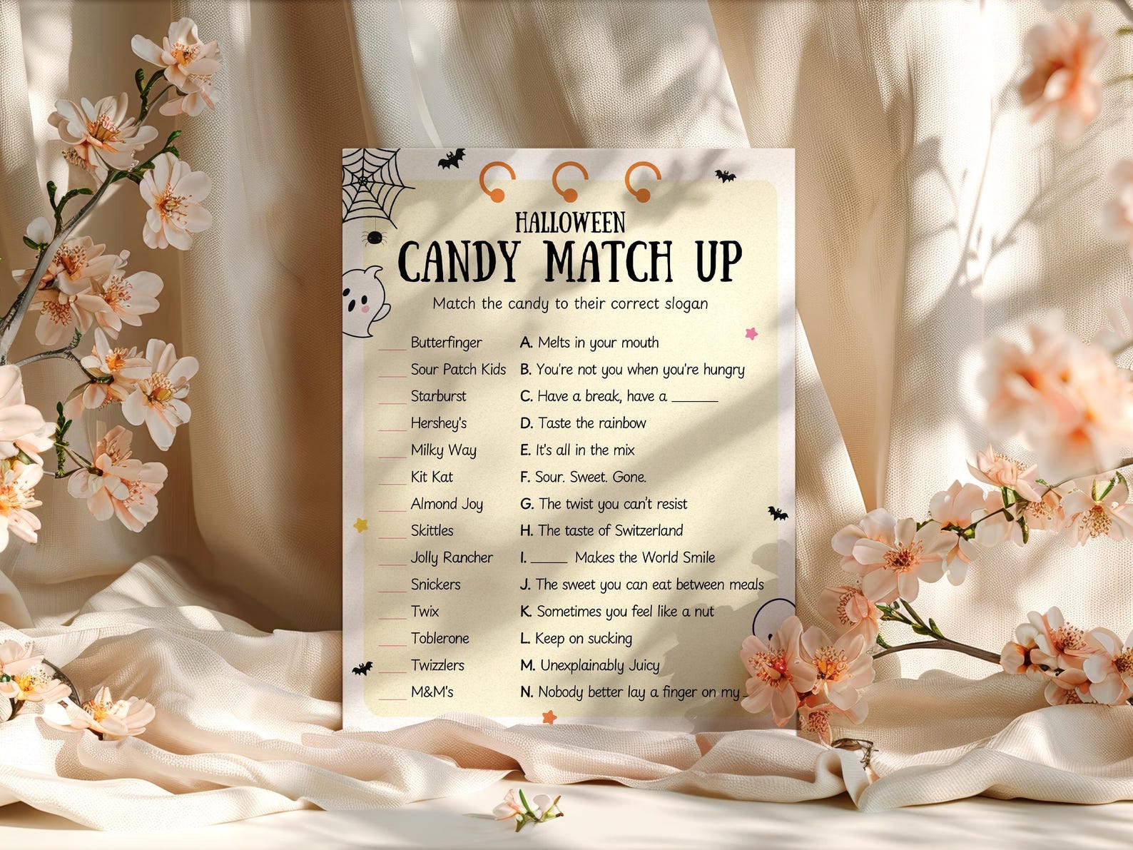 Candy Match up Halloween Game, Printable & Editable Game, Fun Party ...