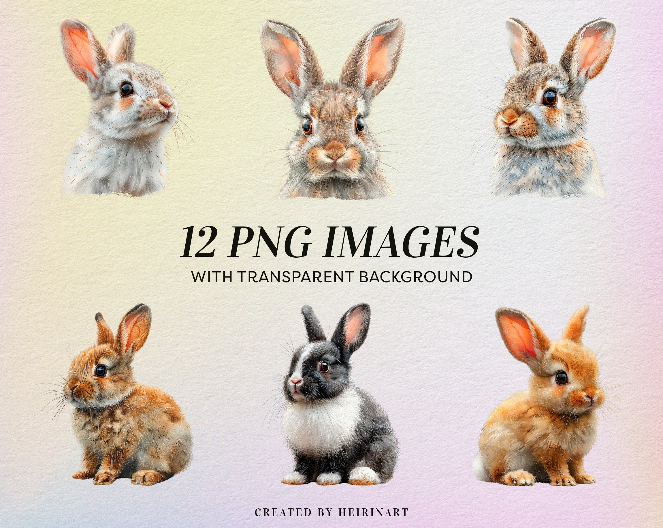 Watercolor Bunny Clipart - Cute Bunny Rabbit PNG - Commercial Use ...