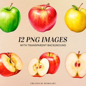 Watercolor Apple Clipart - Watercolor Fruits PNG - Commercial Use ...
