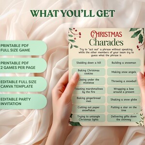 Charades Christmas Party Game, Printable & Editable Game, Fun Family ...