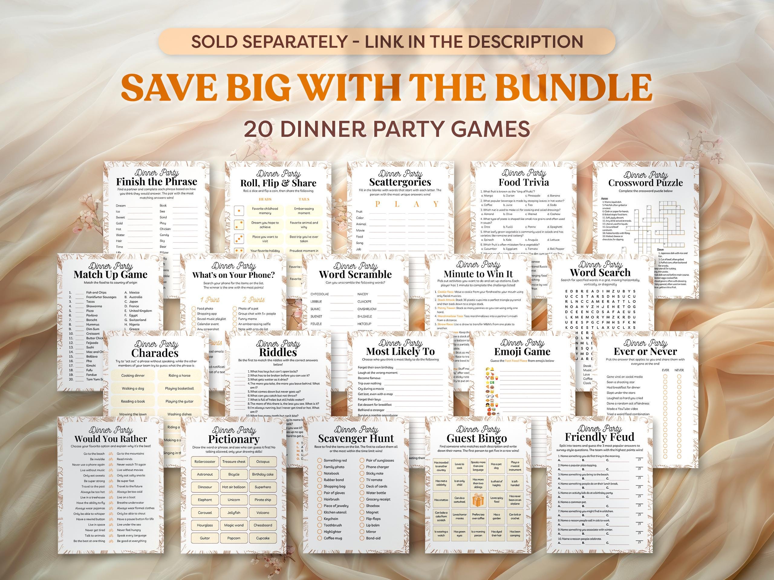 Charades Dinner Party Game, Printable & Editable Game, Icebreaker ...