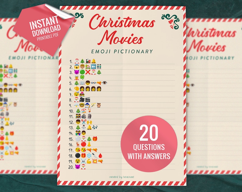 Christmas Movies Emoji Pictionary, Christmas Emoji Game, Party Game for ...