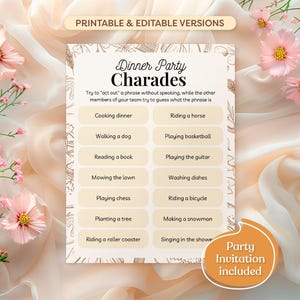 Charades Dinner Party Game, Printable & Editable Game, Icebreaker ...