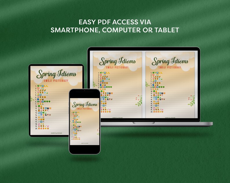 Spring Idioms Emoji Pictionary, Printable Party Games, Party Game for ...