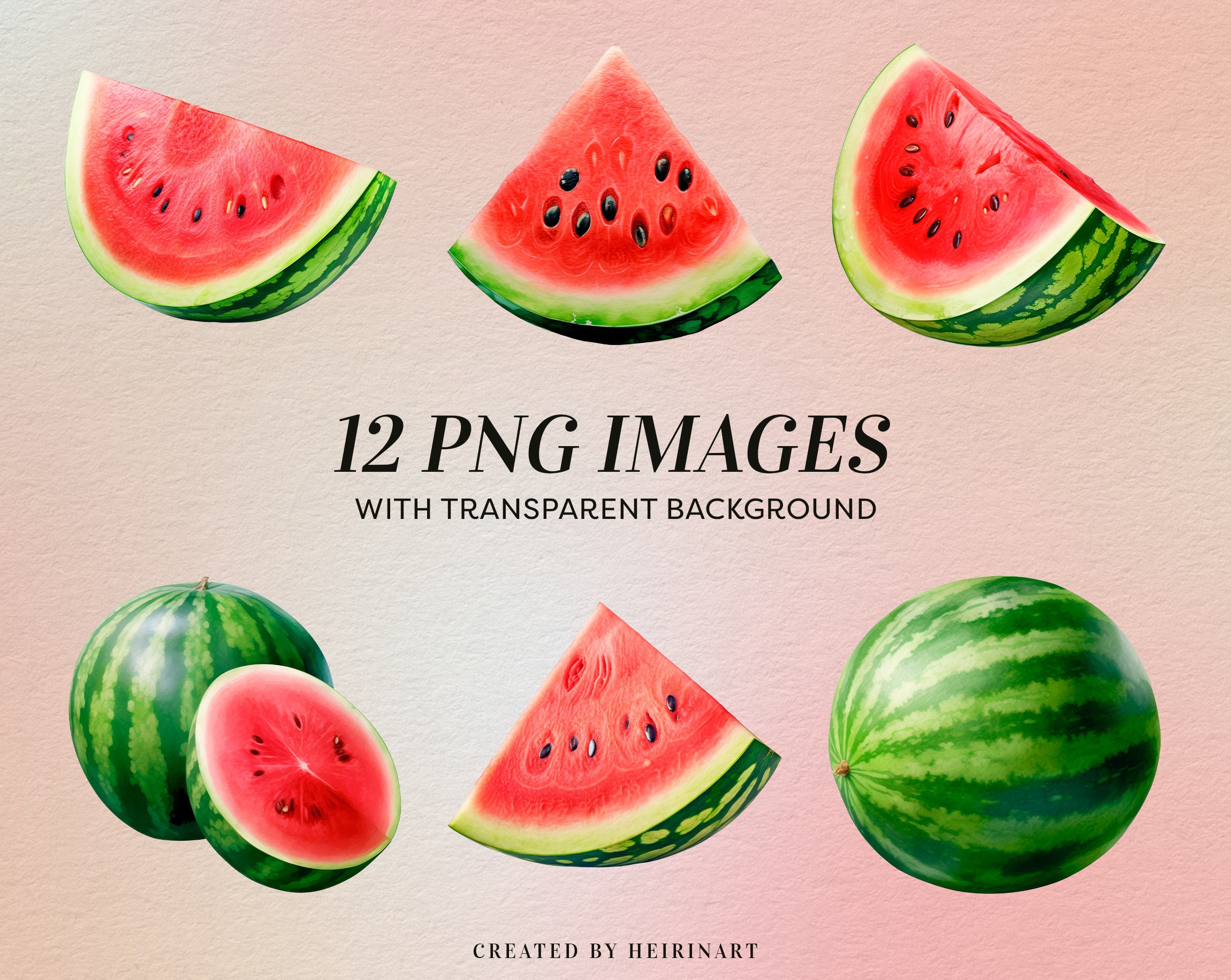 Watercolor Watermelon Clipart - Watercolor Fruits PNG - Commercial Use ...