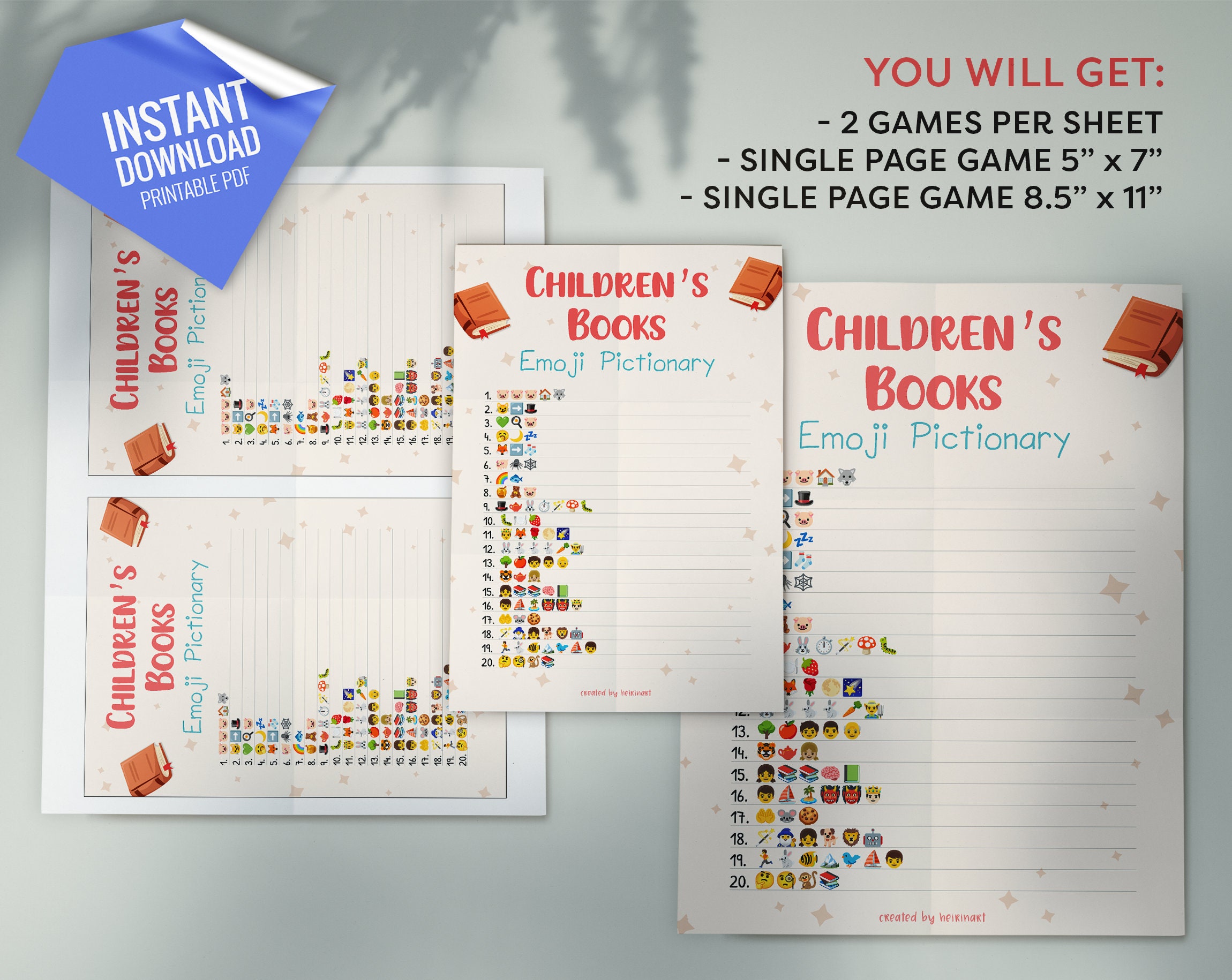 Children's Book Emoji Pictionary, Baby Shower Game, Party Game for Kids ...