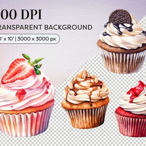 Watercolor Cupcakes Clipart - Bakery Sweets PNG - Commercial Use ...