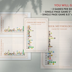 Greek Mythology Emoji Pictionary, Printable Party Games, Greek ...