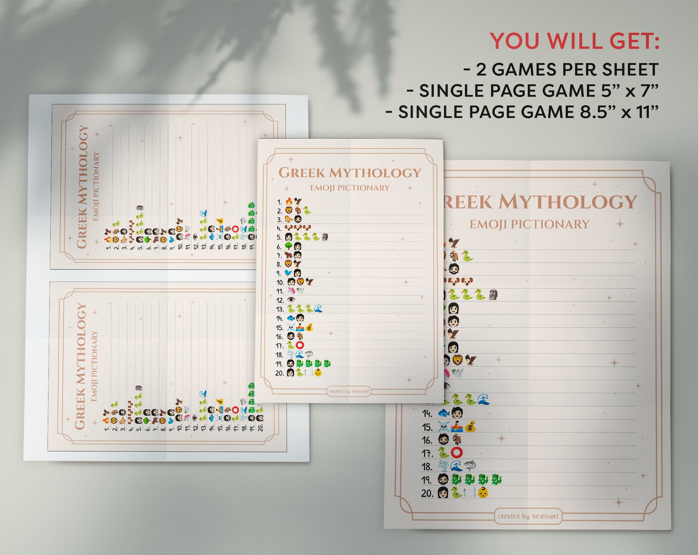 Greek Mythology Emoji Pictionary, Printable Party Games, Greek ...