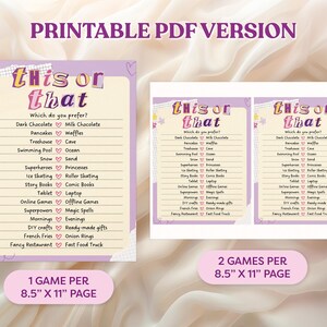 This or That Birthday Game for Her, Printable Editable Party Game ...