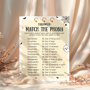 Match the Phobia Halloween Game, Printable & Editable Game, Fun Party ...